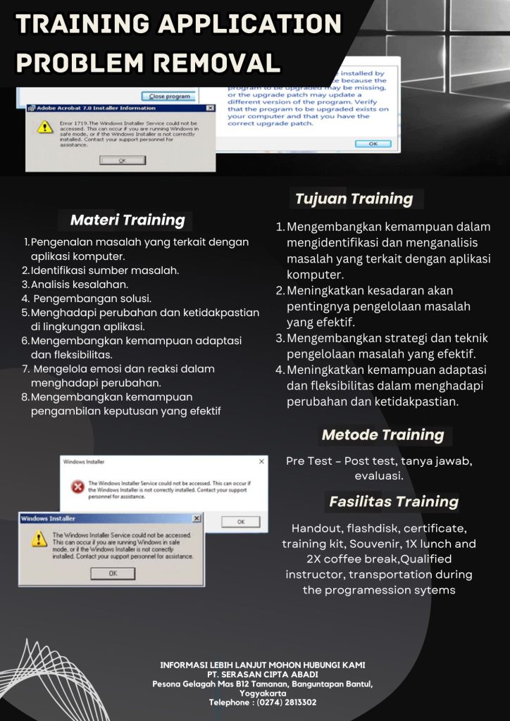 APPLICATION PROBLEM REMOVAL – Serasan Cipta Abadi
